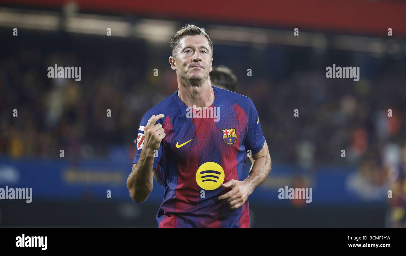 Barcelona's Robert Lewandowski during a Spanish La Liga soccer match ...
