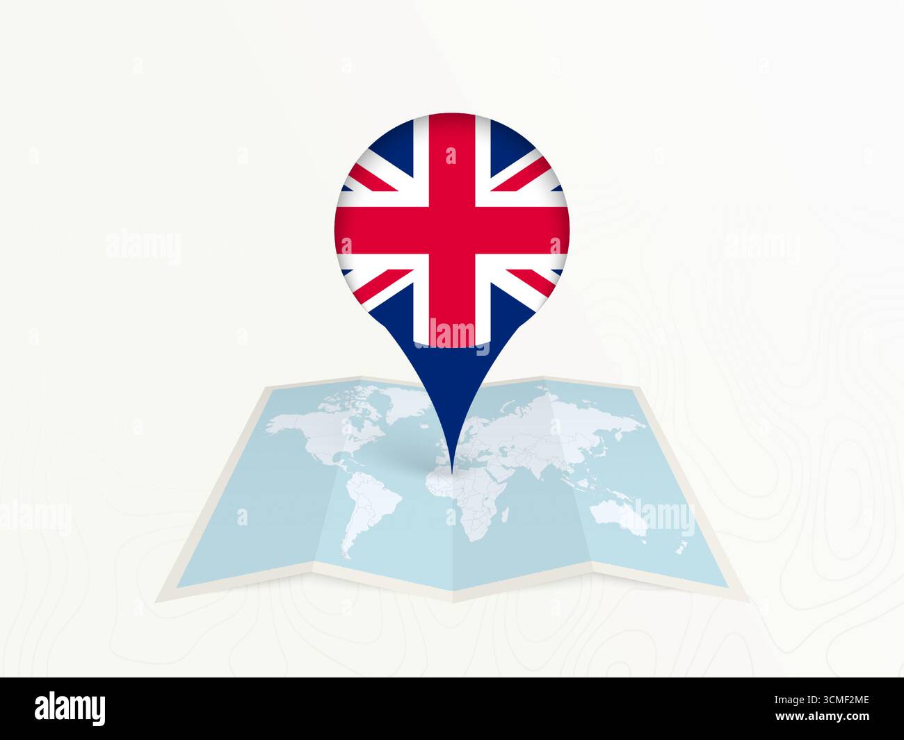 United Kingdom Map Pin with National Flag on Open World Map. Perfect ...
