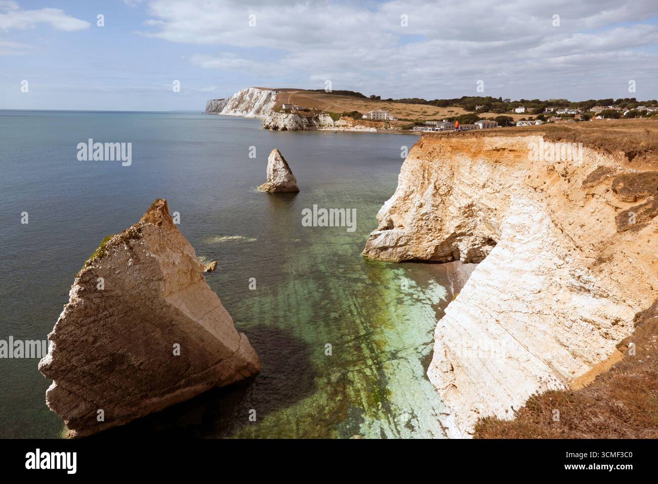 View looking towards Freshwater bay and Highdown Cliffs, on the Isle of ...