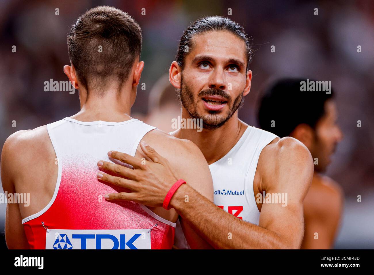 Gabriel Tual of France looks on after competing in the Men's 800 Metres ...
