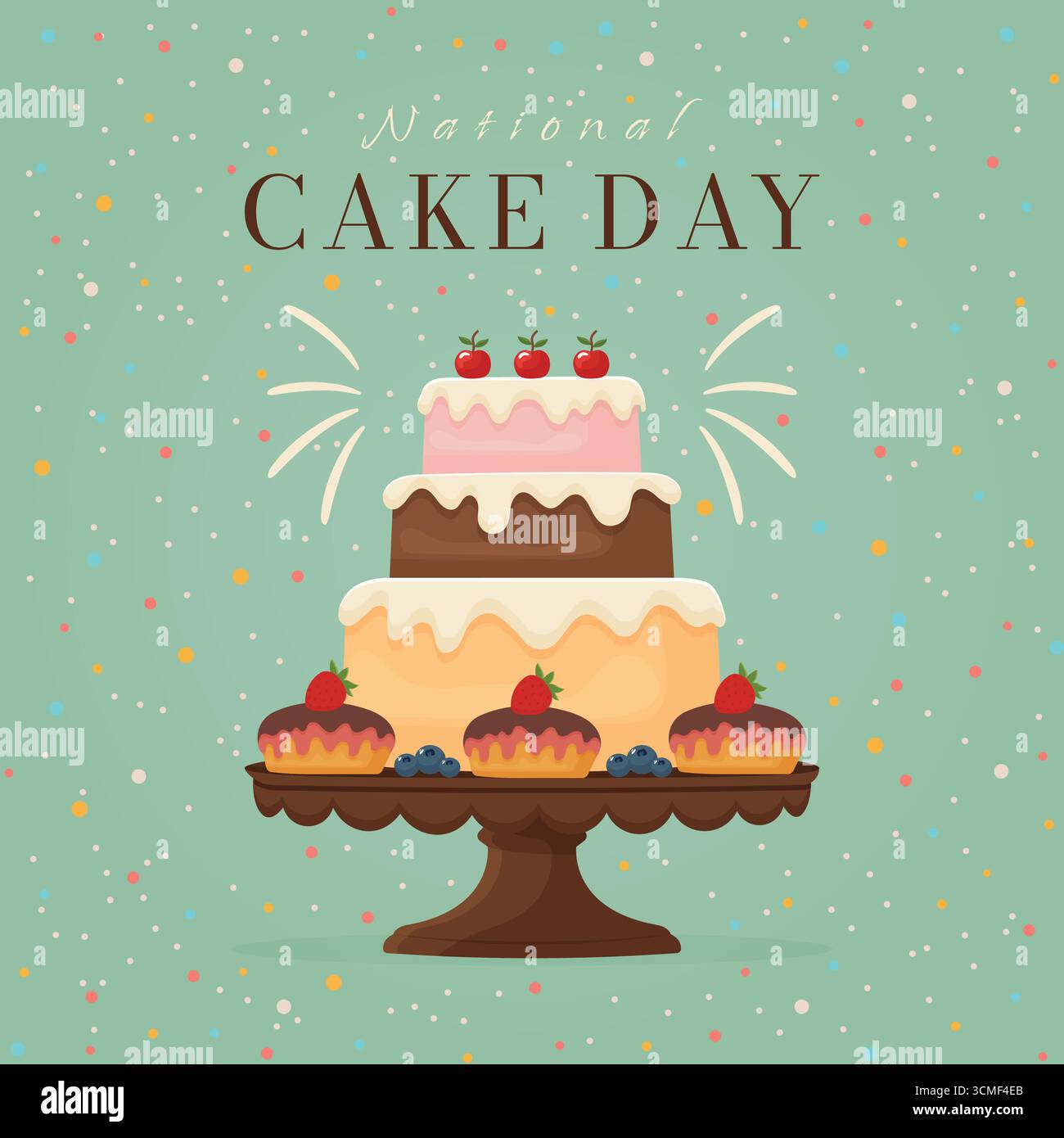 National Cake Day Minimalistic Poster Vector Illustration Stock Vector ...