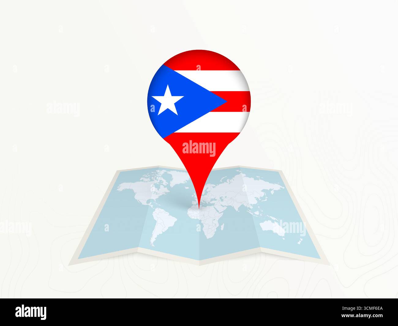 Puerto Rico Map Pin with National Flag on Open World Map. Perfect for ...