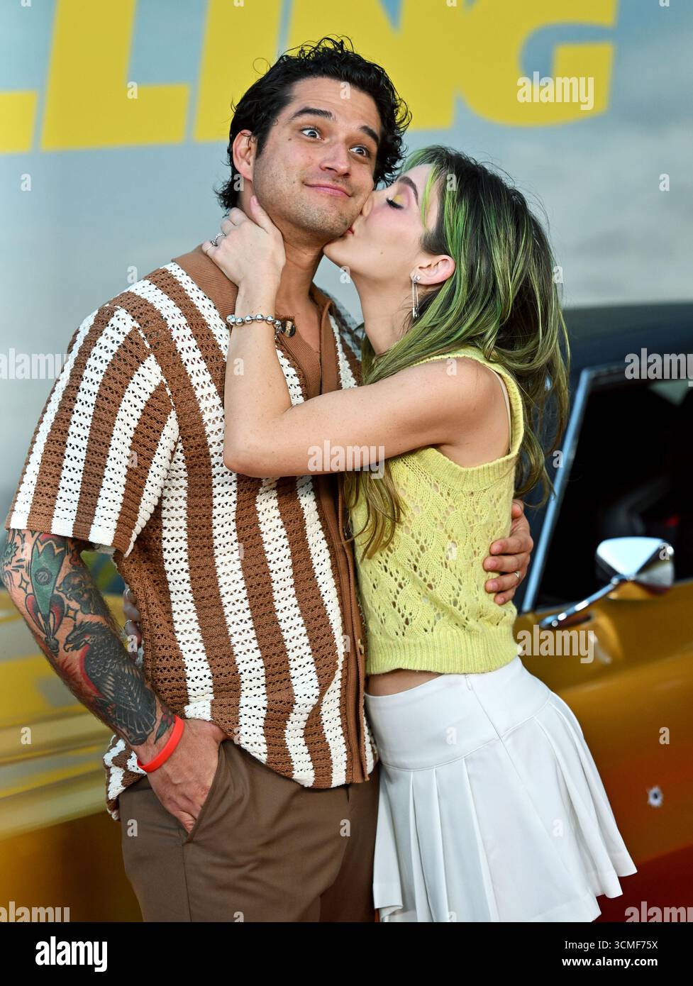 Los Angeles, United States. 15th Sep, 2025. Tyler Posey (L) gets a kiss ...