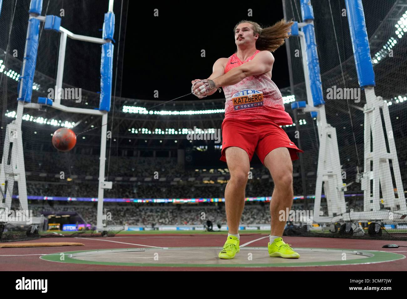 Canada's Ethan Katzberg competes in the men's hammer throw final at the ...