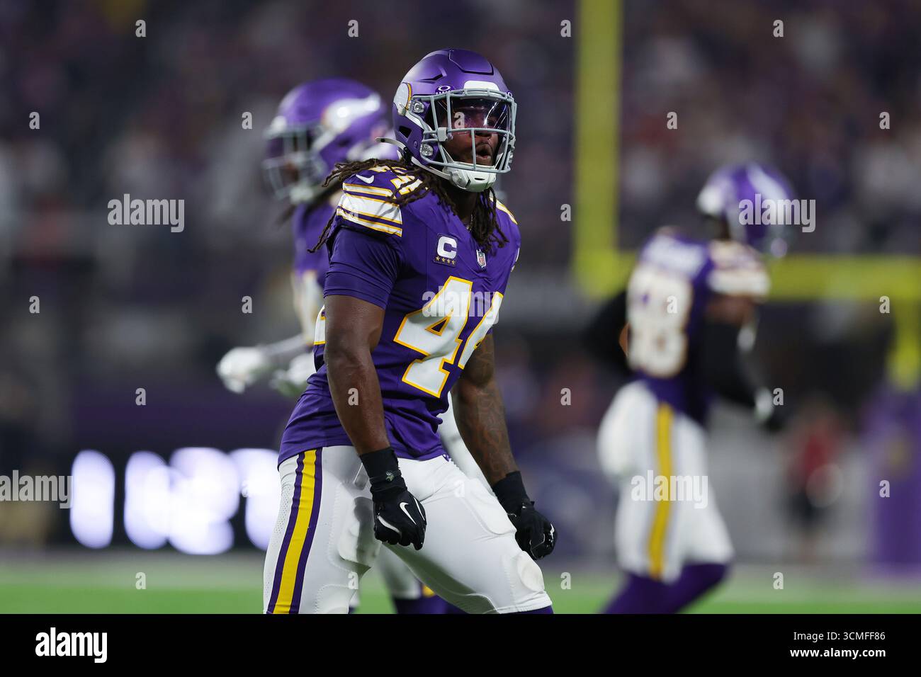 Minnesota Vikings safety Joshua Metellus (44) reacts after a play ...