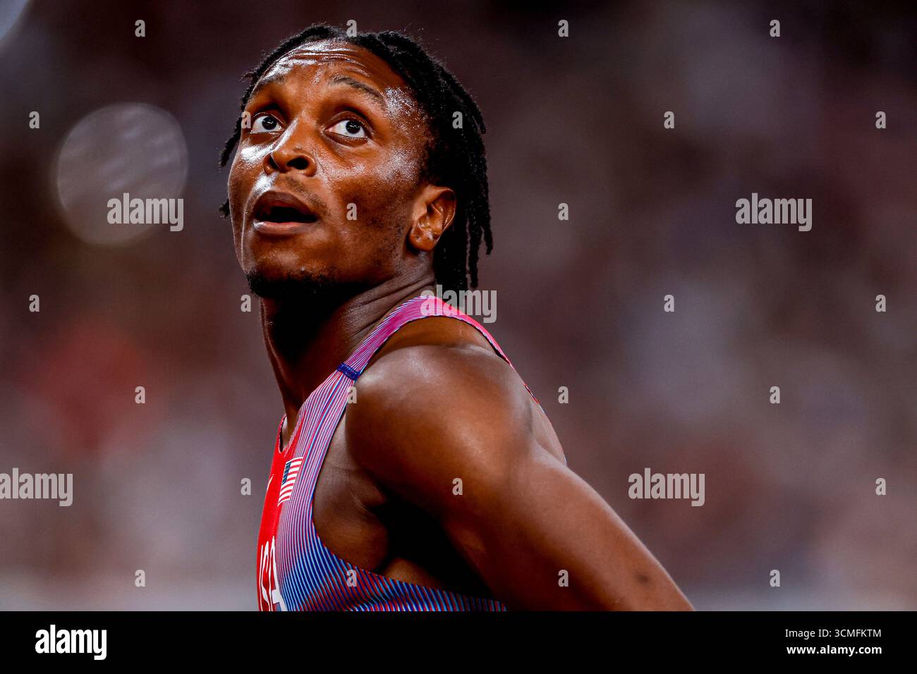 Dylan Beard of United States of America looks on after competing in the ...