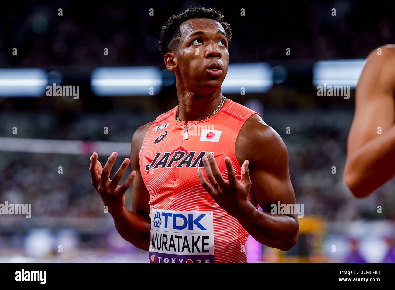 Rachid Muratake of Japan celebrates after competing in the Men's 110 ...