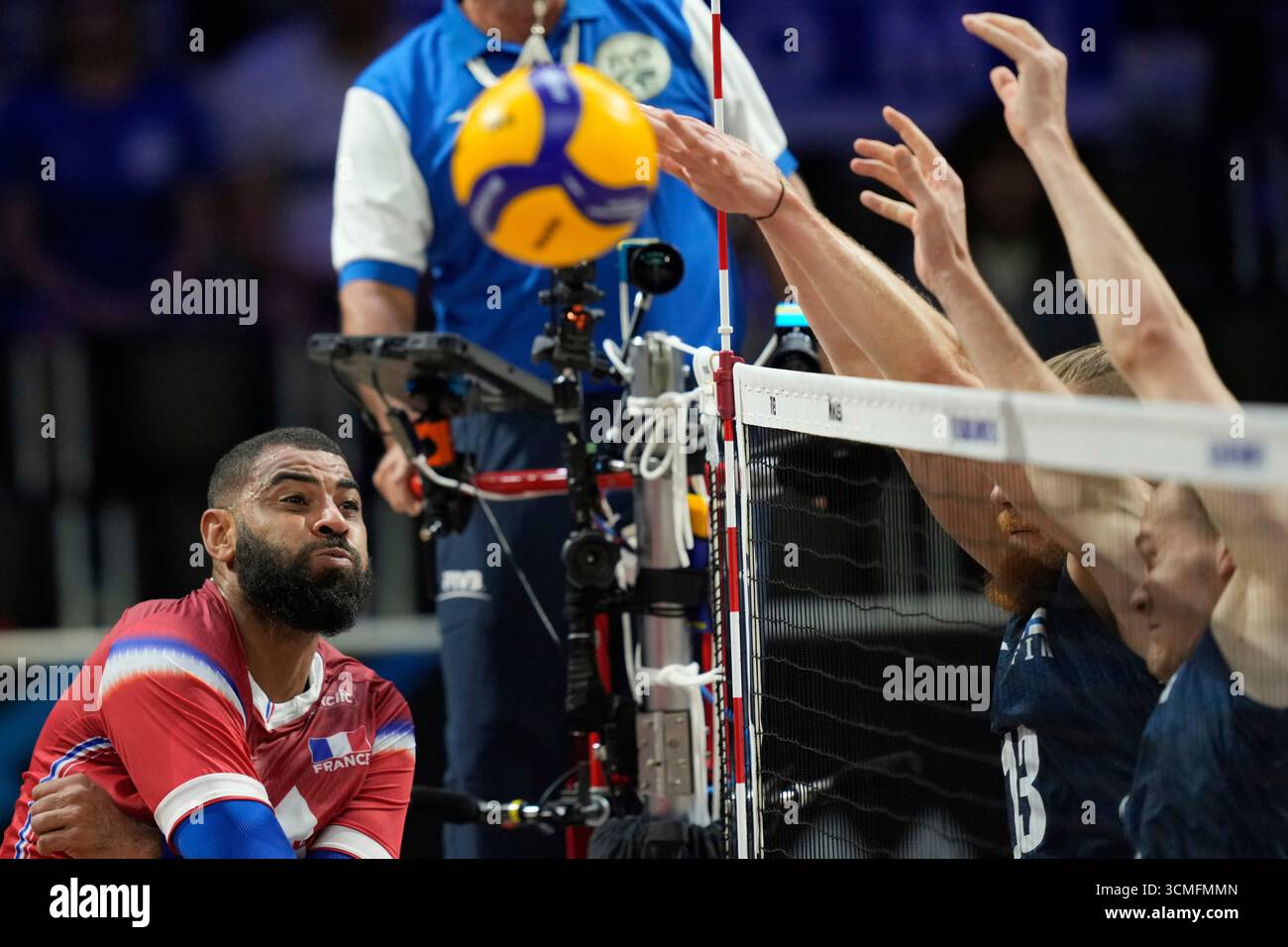 Earvin Ngapeth of France hits the ball against France during their pool ...