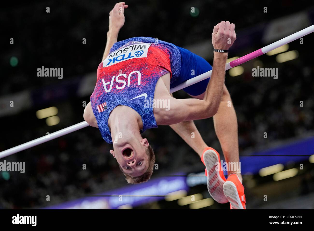 United States' Tyus Wilson makes an attempt in the men's high jump ...