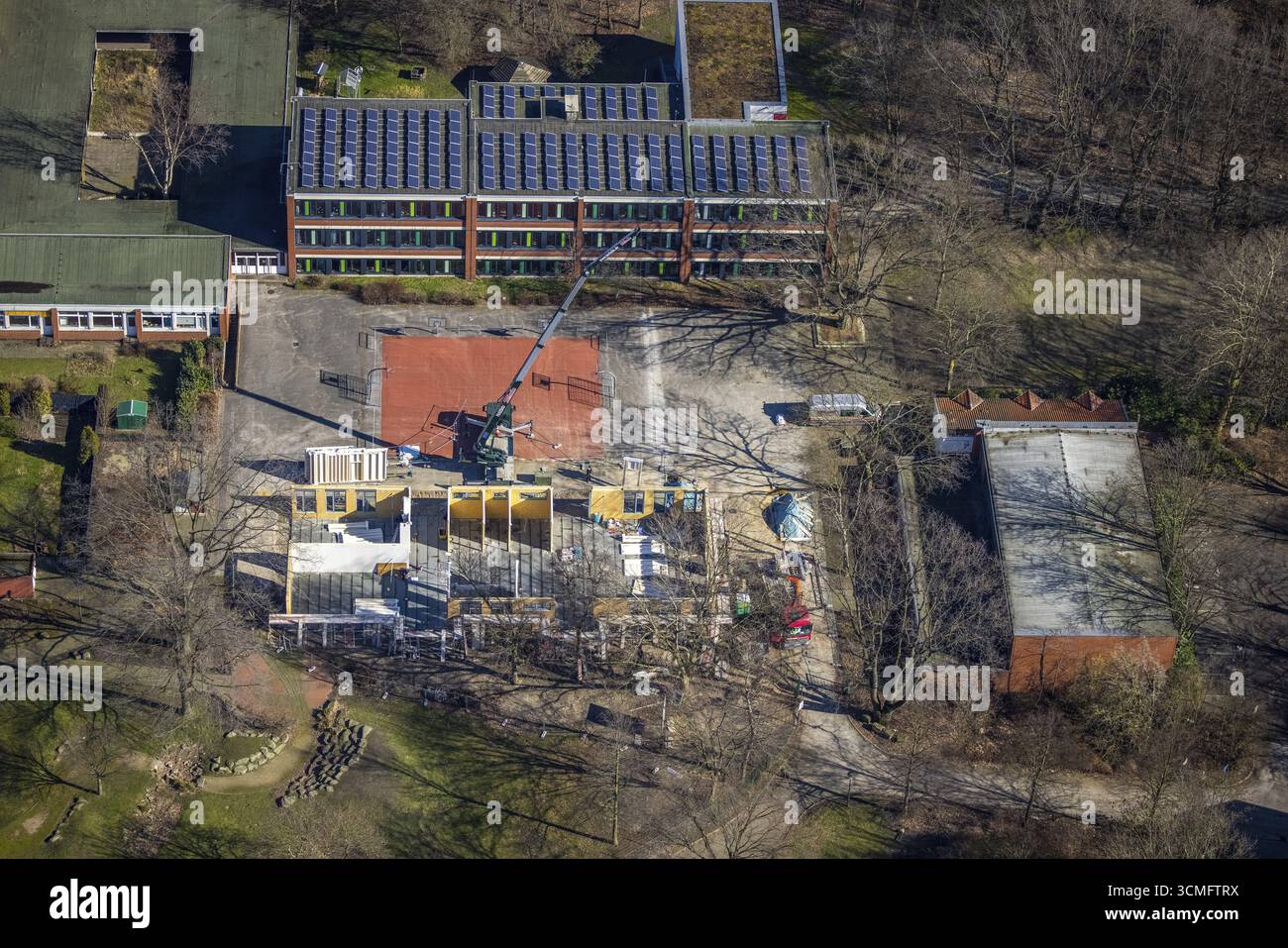 Aerial photo, Brauck school centre, construction site at the Erich ...