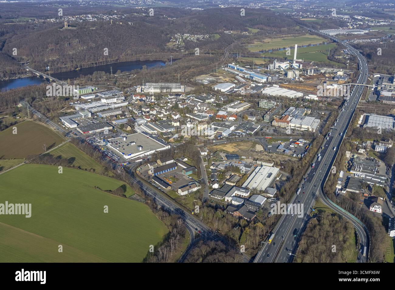 Aerial view, Bathey industrial estate, Hagen-Bathey printing and ...
