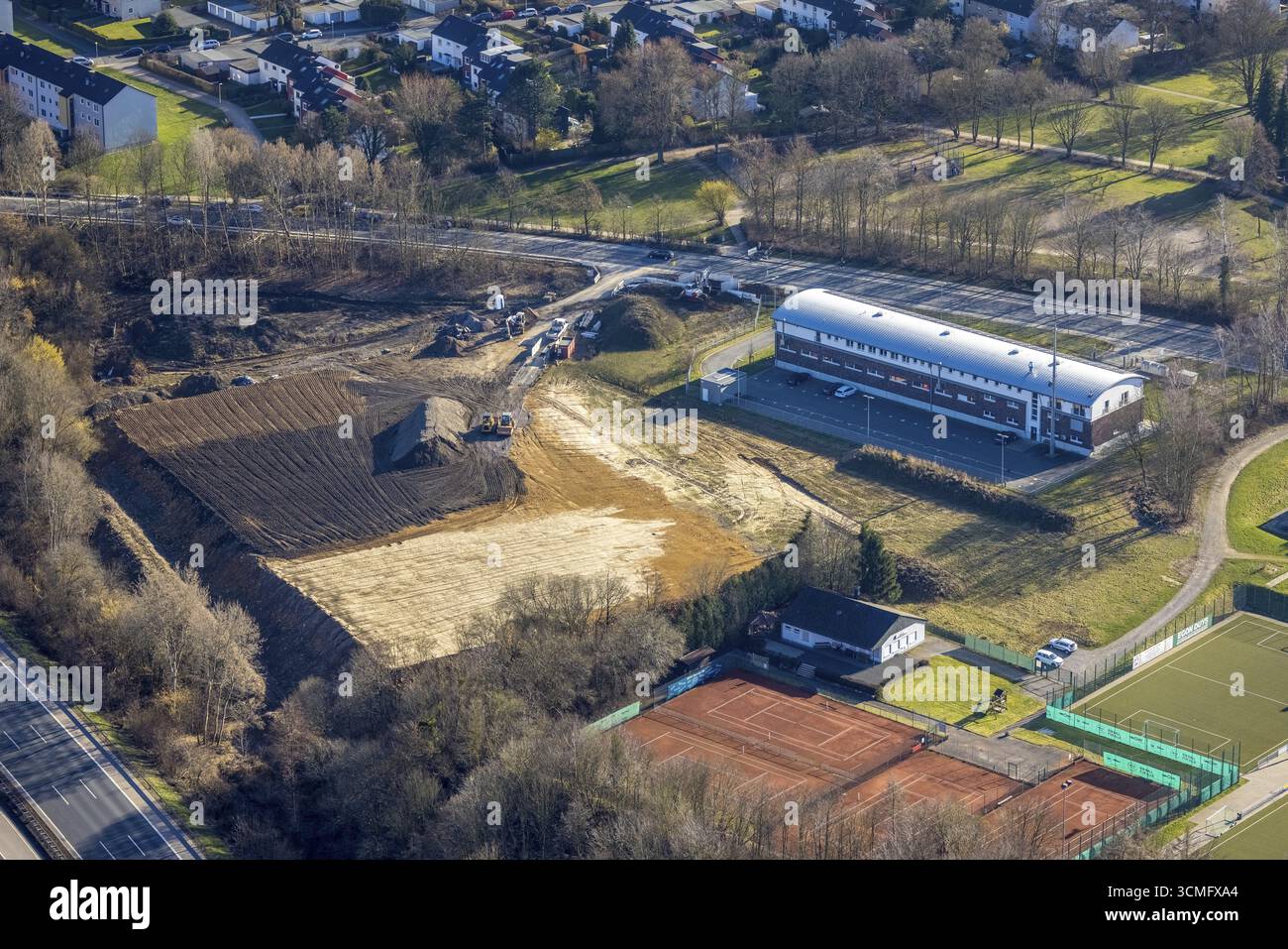 Aerial photo, construction site and volunteer fire brigade Hagen ...