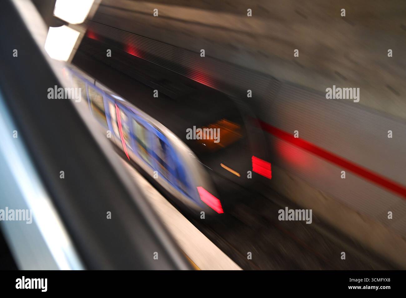 A subway train on line U2 entering Munich. Train, commuter, public ...