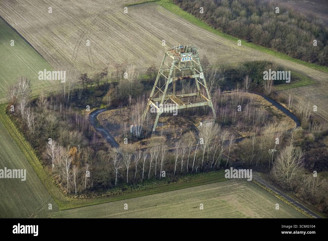 Aerial view Radbod colliery shaft 6, sinking tower field Donar farm ...