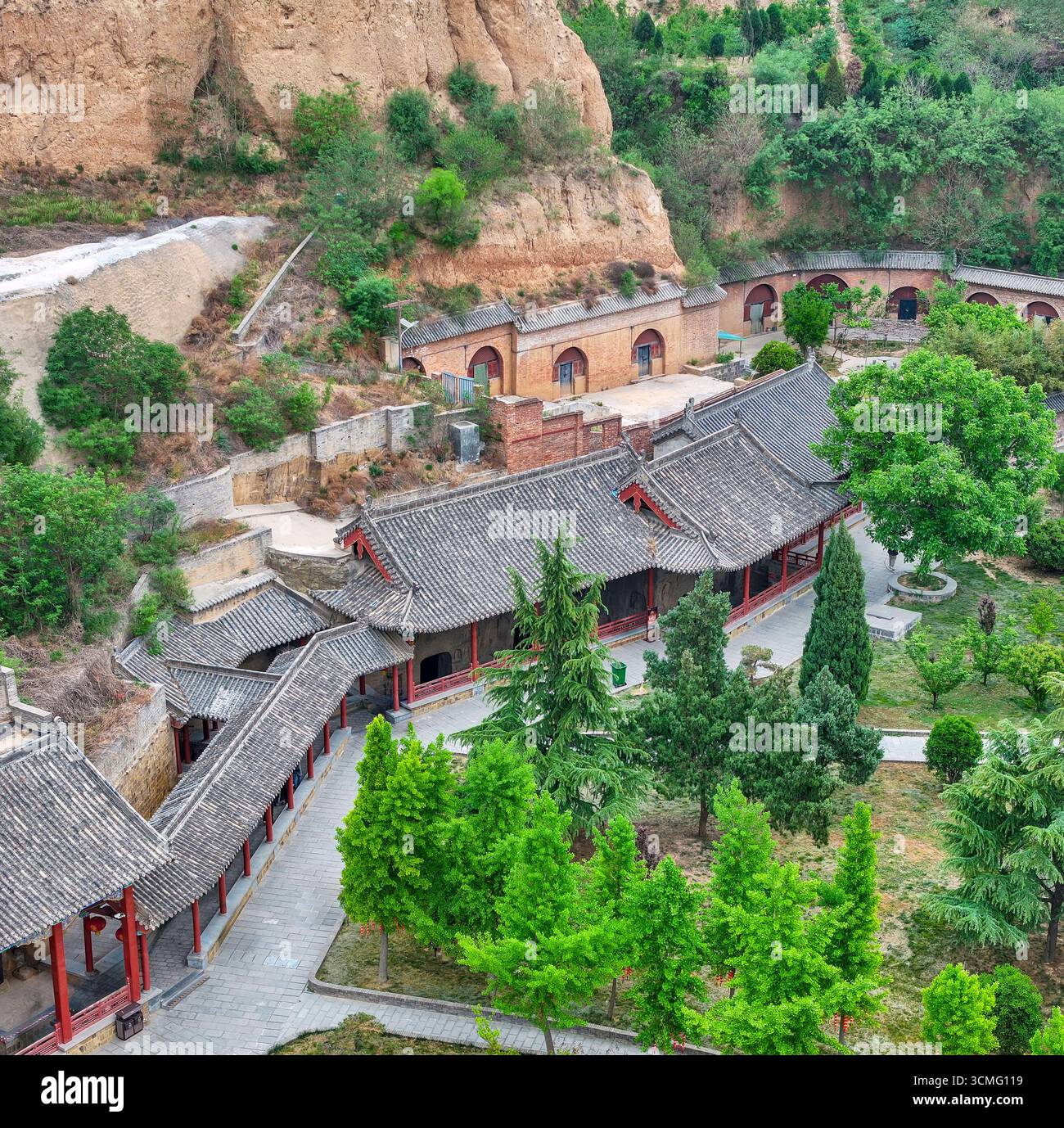 Aerial photography of grottoes in Gongxian County, Gongyi City ...