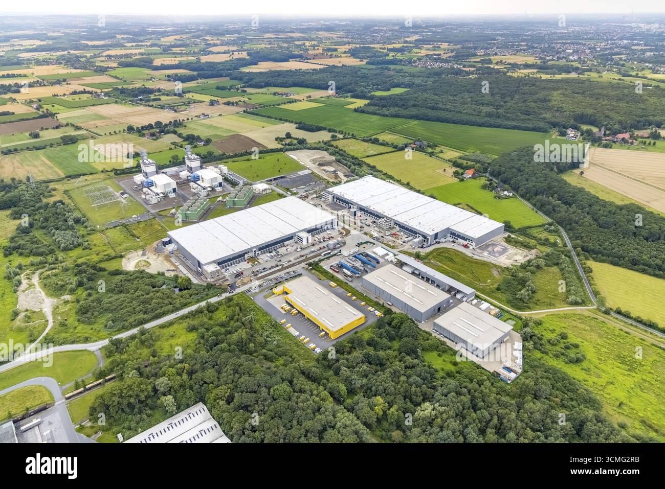 Aerial view, construction site and new building DistributionPark Hamm ...