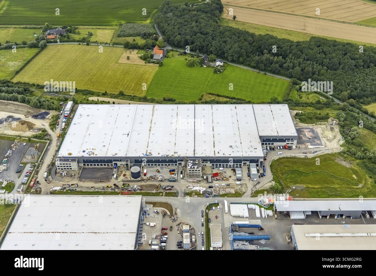 Aerial view, construction site and new building in DistributionPark ...