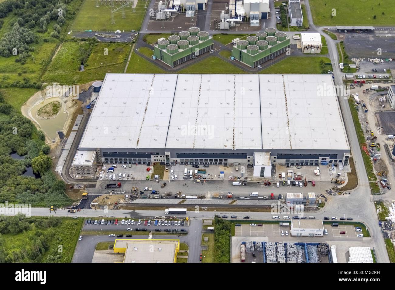 Aerial view, construction site and new building in DistributionPark ...