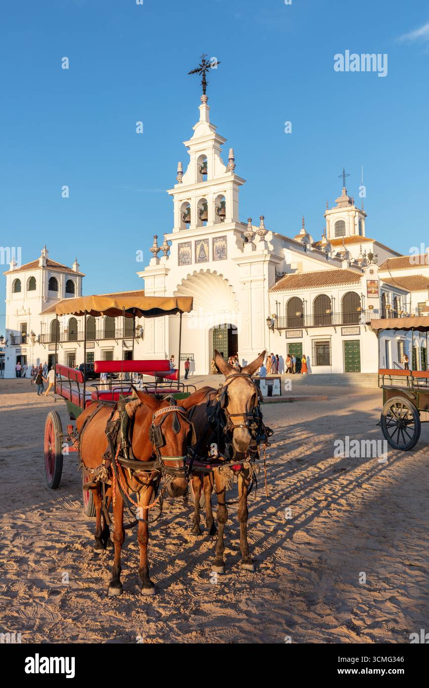 El Rocio, Sevilla, Andalusia, Spain. 28 August 2025. Horses with a cart ...