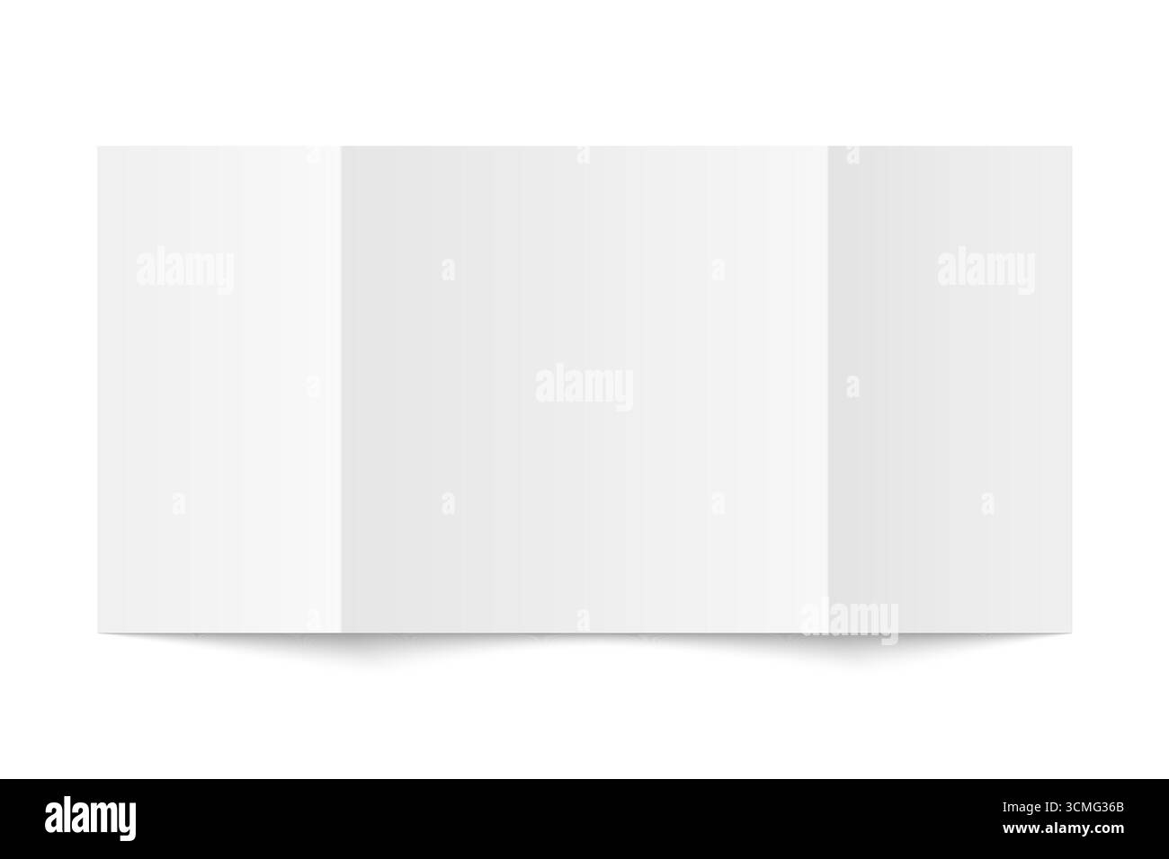 Vector white blank vertical three panel gate fold opened on white ...