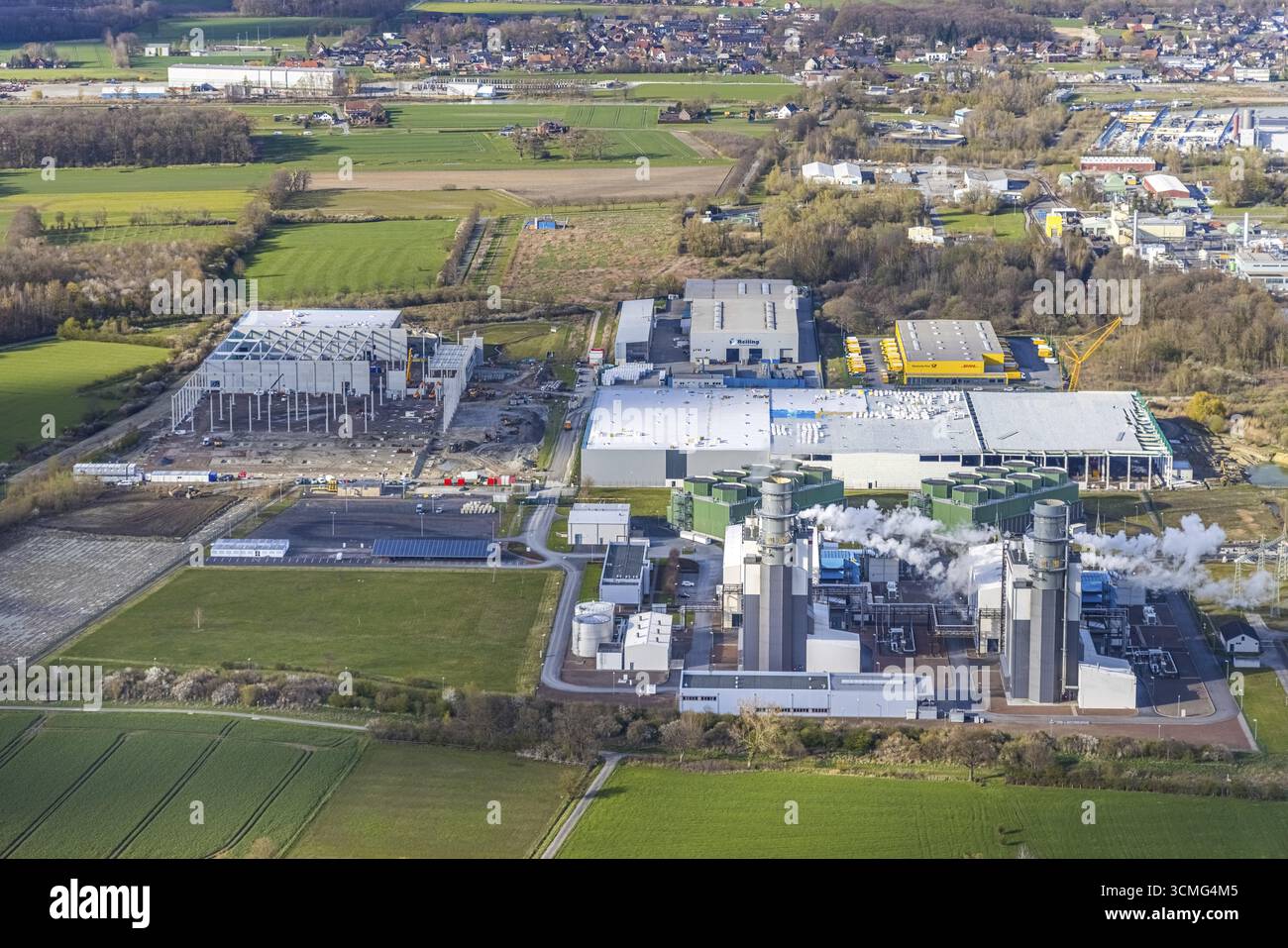 Aerial view, construction site and new building in DistributionPark ...