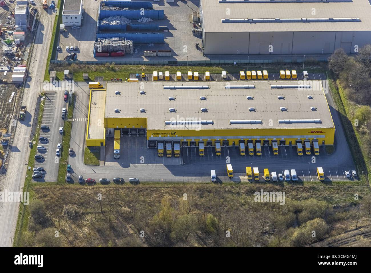 Aerial view, construction site and new building in DistributionPark ...