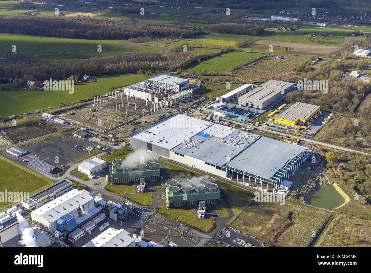 Aerial view, construction site and new building in DistributionPark ...