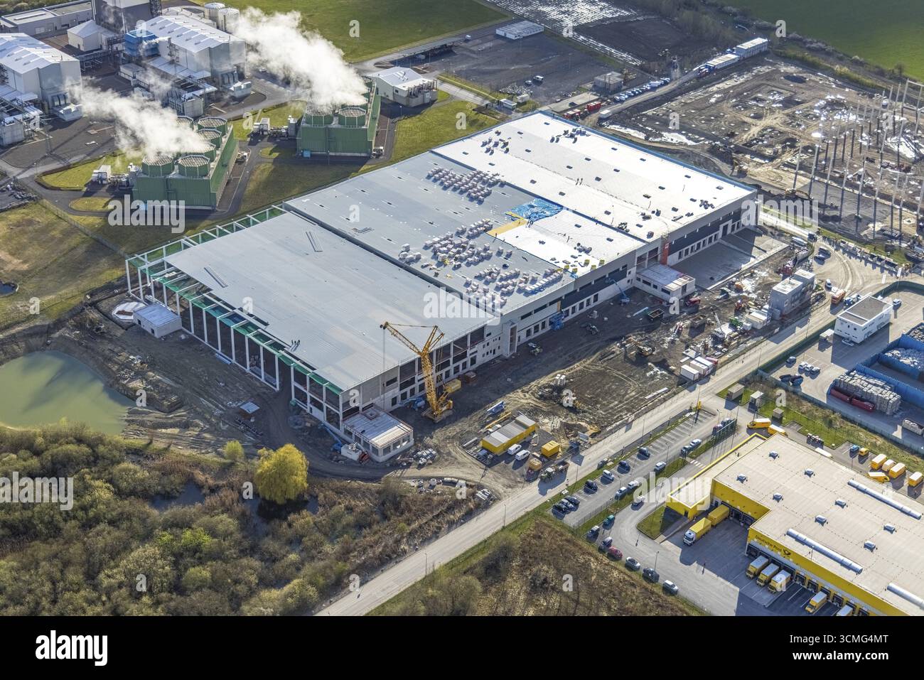 Aerial view, construction site and new building in DistributionPark ...