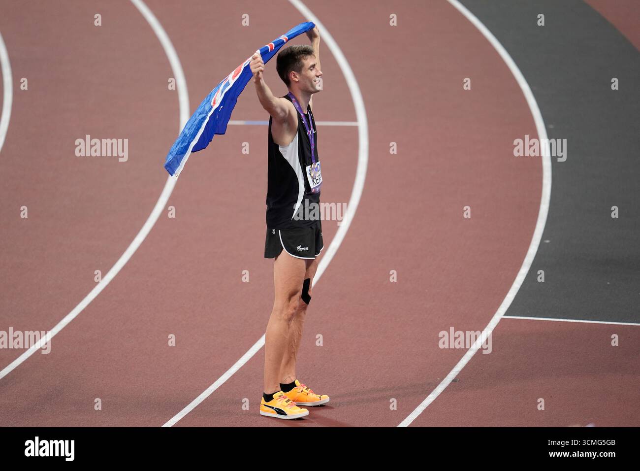 New Zealand's Hamish Kerr celebrates after winning the men's high jump ...