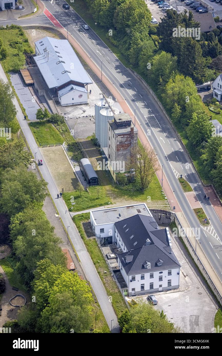 Aerial view, panorama cycle path at the old granary, Leubeck ...