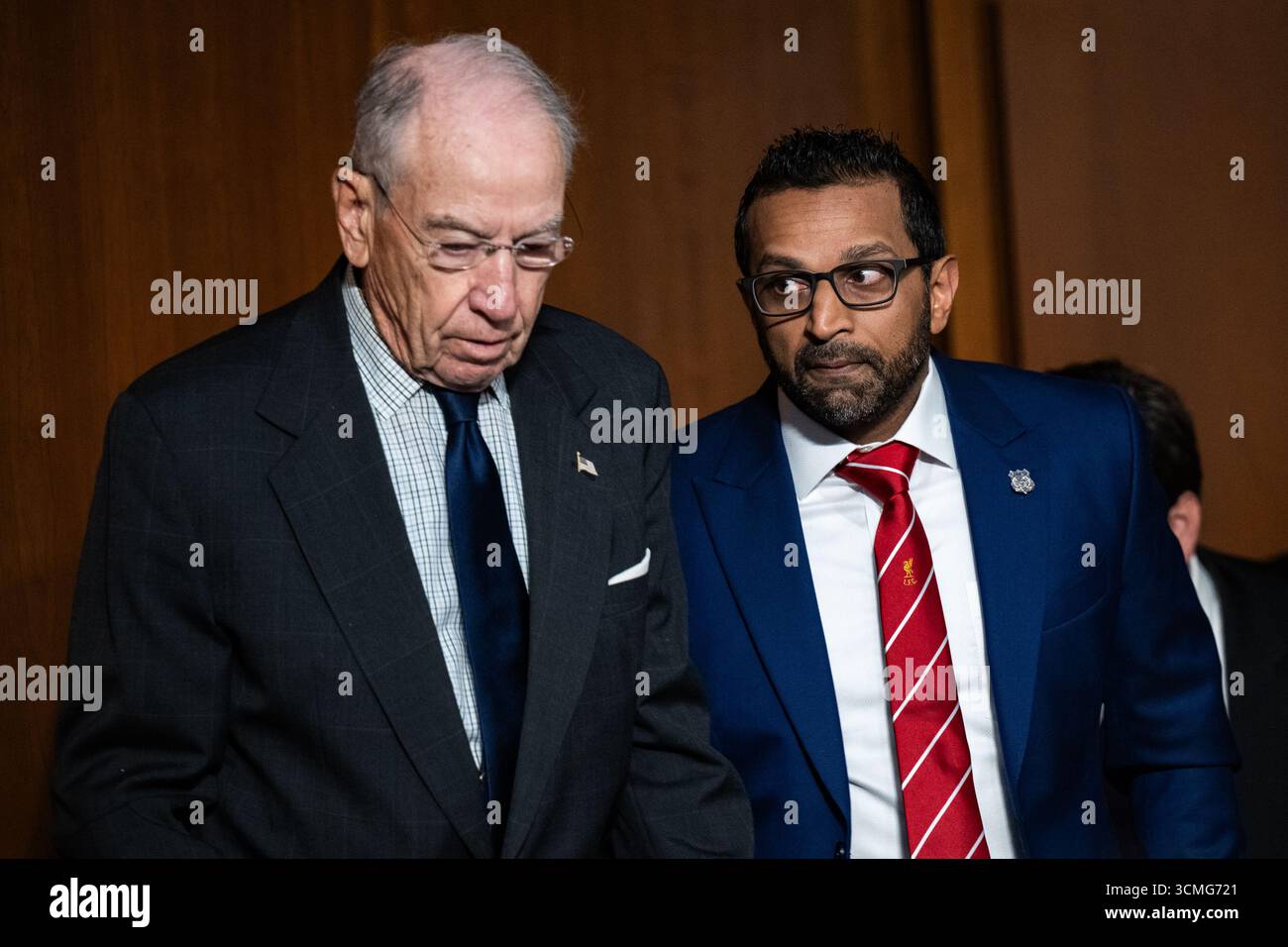 U.S. Senator Chuck Grassley, R-IA, with FBI Director Kash Patel as he ...
