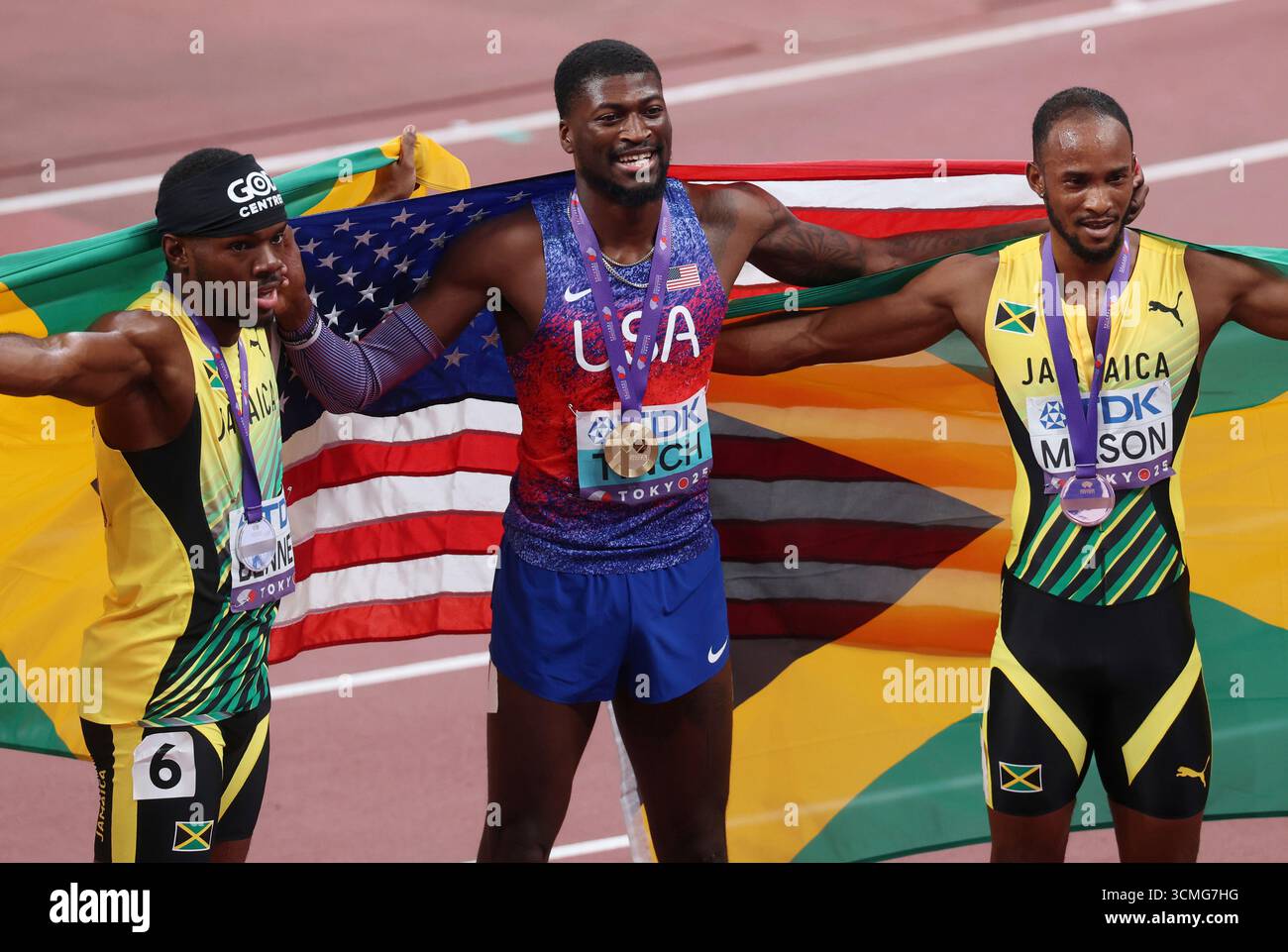 (L-R) Orlando BENNETT of Jamaica, silver, Cordell TINCH of United ...