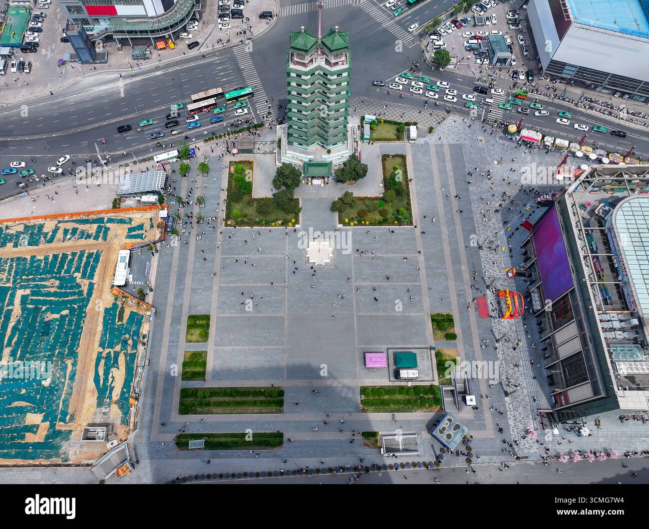 Aerial photography of Zhengzhou Erqi Memorial Tower in Zhengzhou, Henan ...