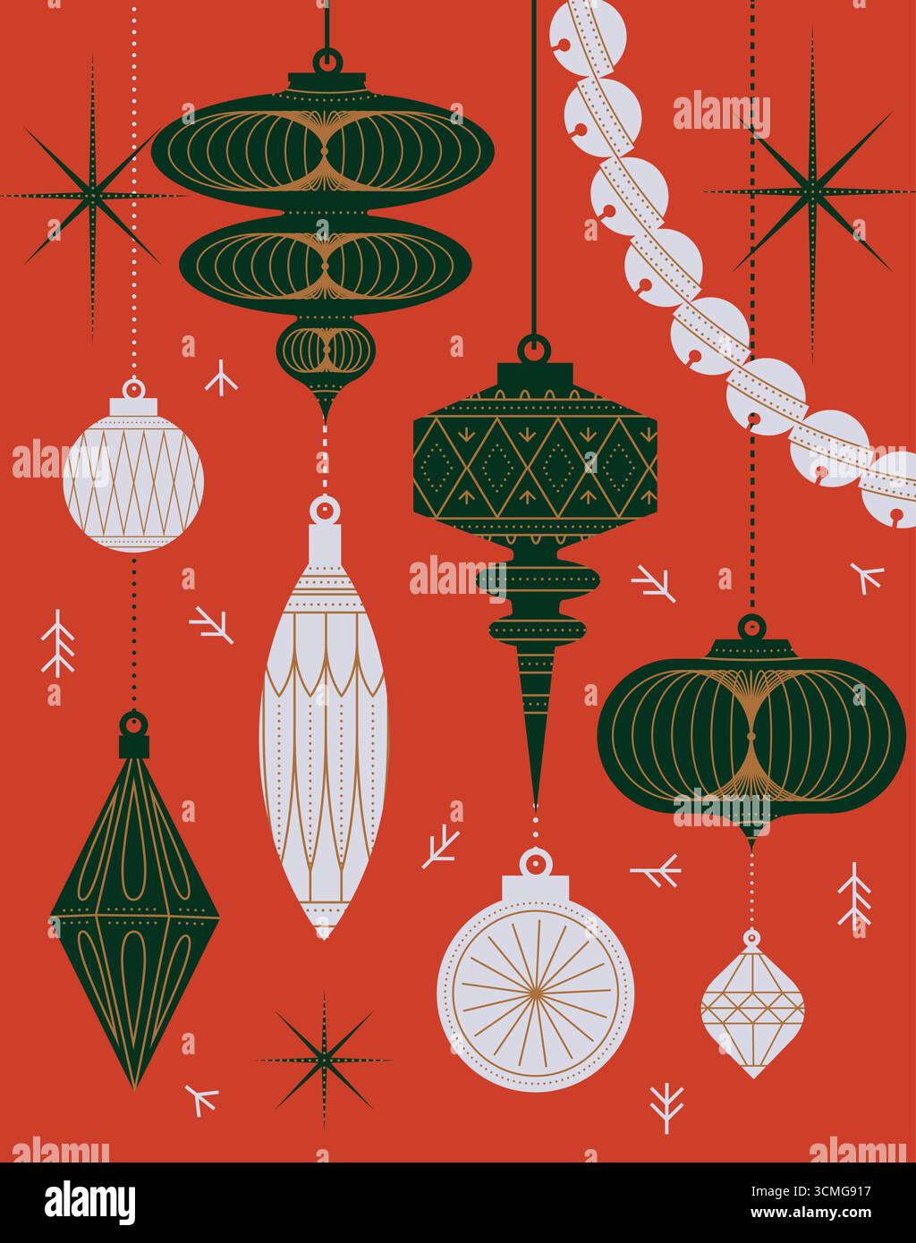 Christmas tree art deco toys in different shapes and forms in vintage ...