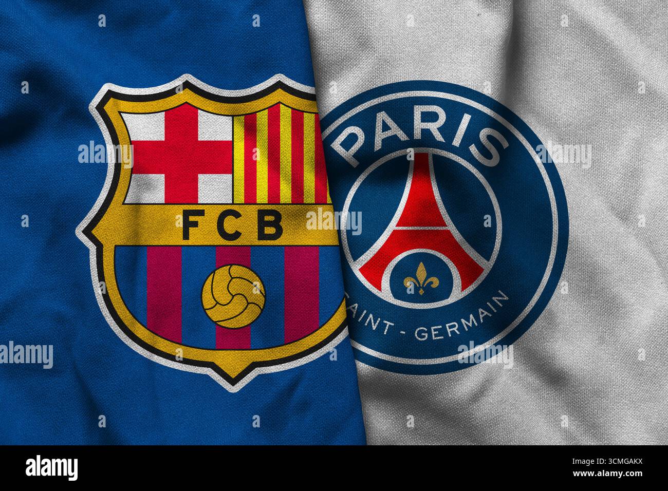 Real madrid vs barcelona flag hi-res stock photography and images - Alamy