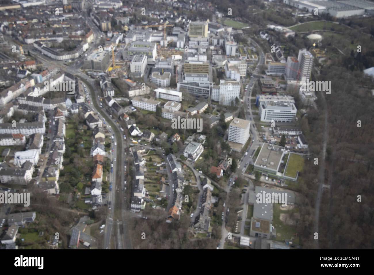 Aerial view, University Hospital Essen, construction site at the ...