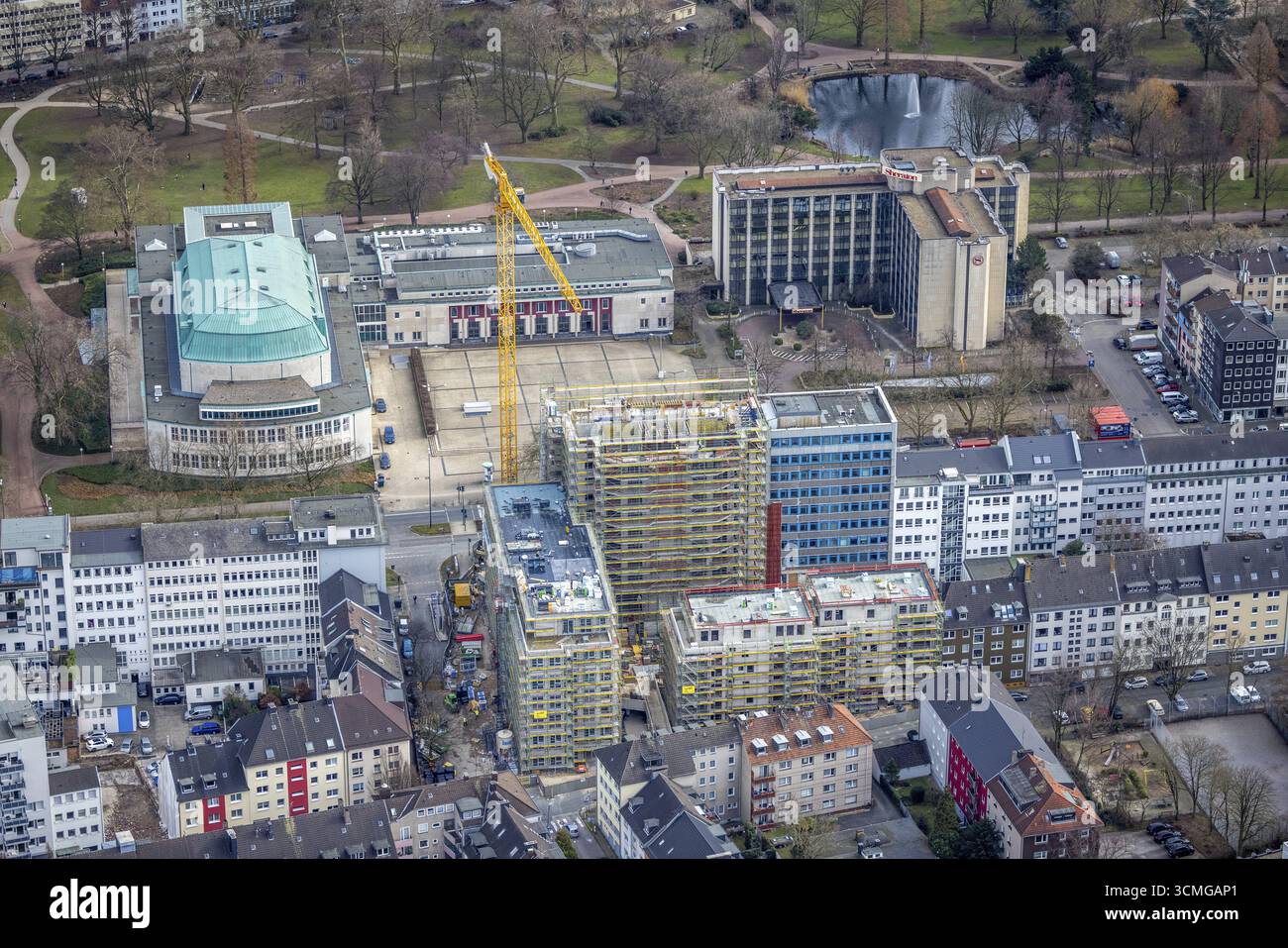 Aerial view, Philharmonie Essen, Huyssenallee, construction site, new ...