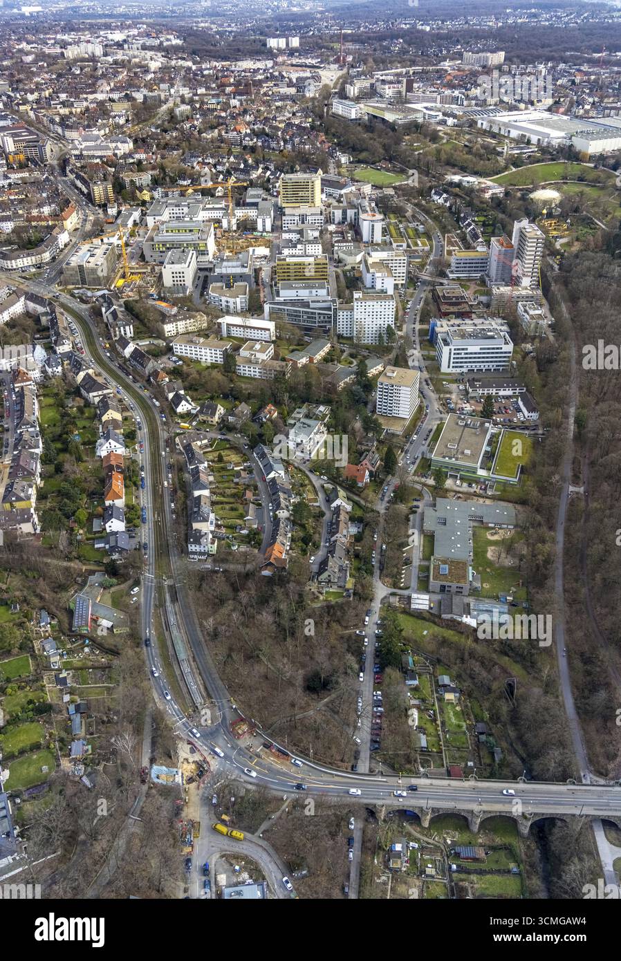 Aerial view, University Hospital Essen, construction site at the ...