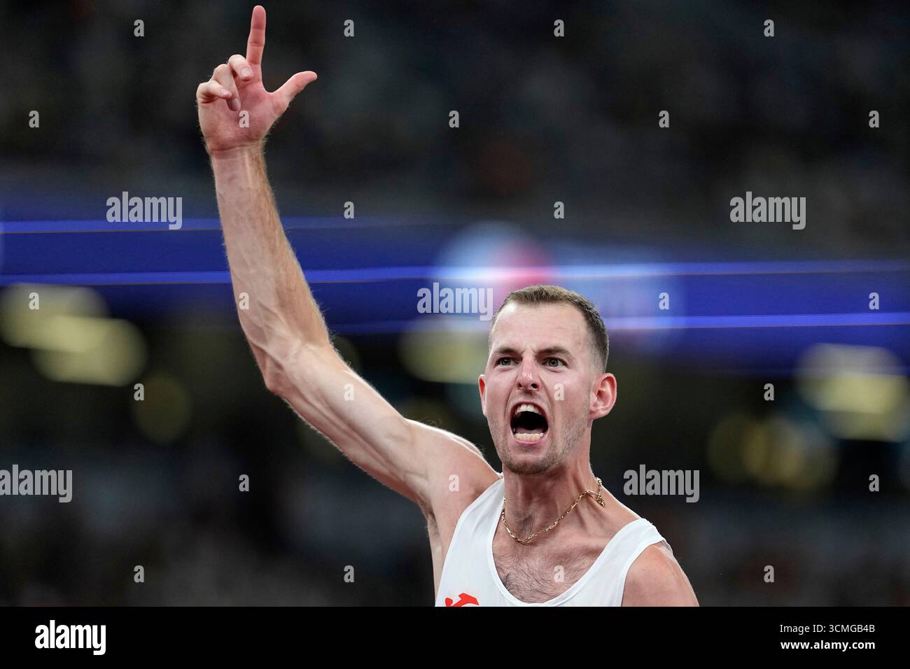 Czech Republic's Jan Stefela reacts after an attempt in the men's high ...