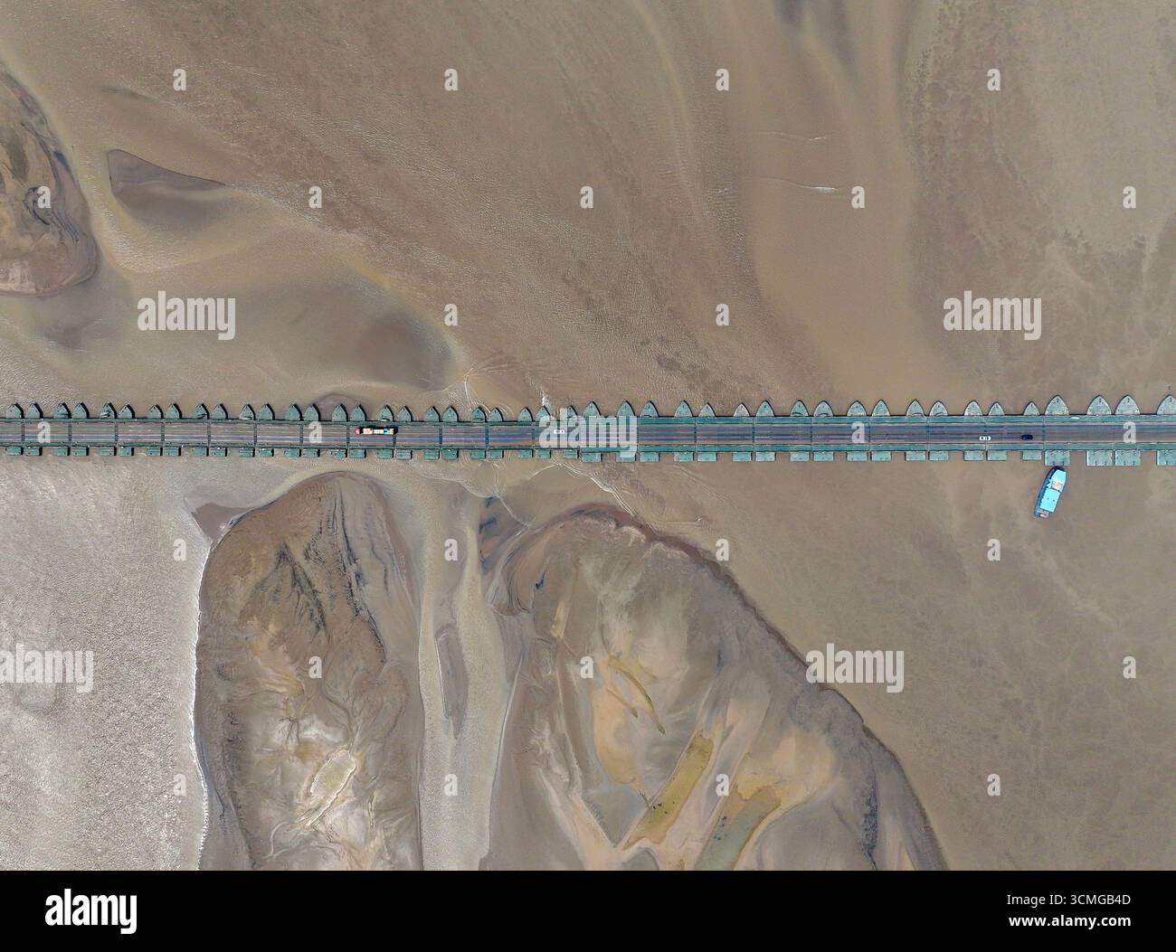 Aerial Photography of Kaifeng Yellow River Ferry Floating Bridge in ...
