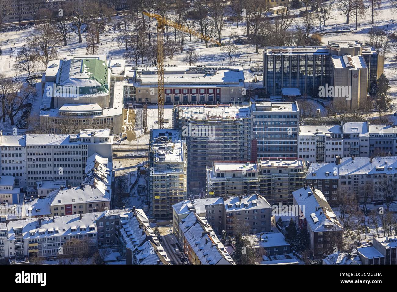 Aerial view, Philharmonie Essen, Sheraton Essen Hotel, construction ...