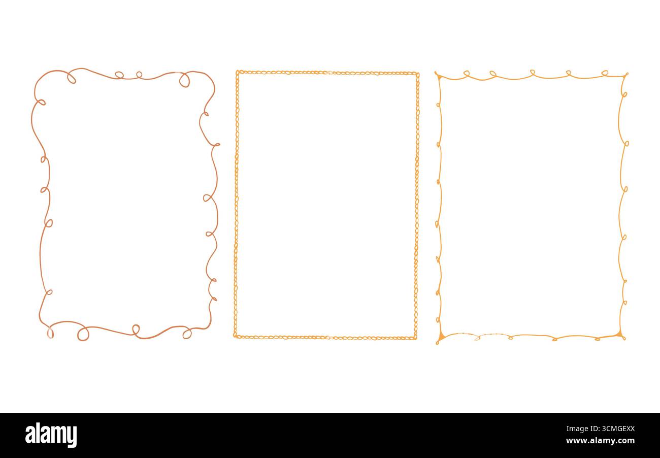 Set of elegant vector frames with whimsical hand drawn shapes ...