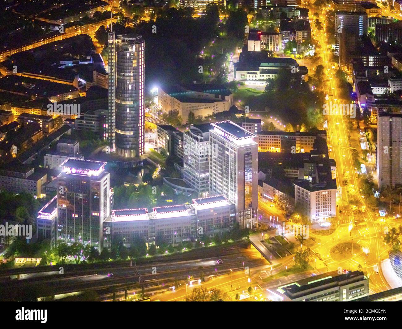Aerial view, Westenergie tower at the main station, Essen-Holsterhausen ...