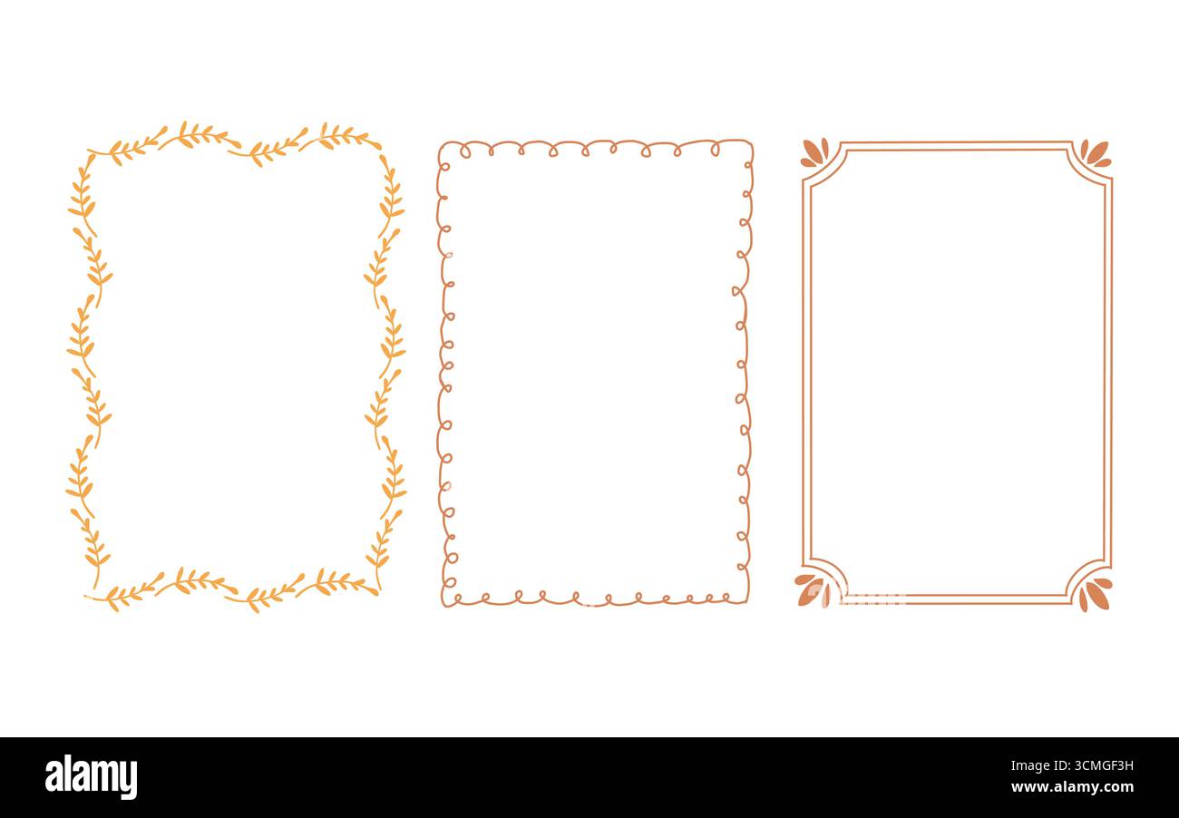 Set of elegant vector frames with whimsical hand drawn shapes ...
