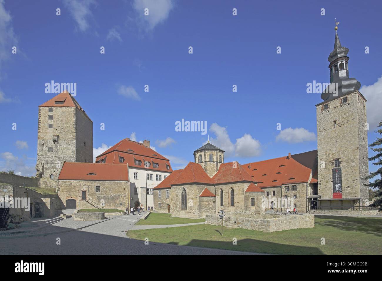 Inner courtyard with martyr's tower, Romanesque castle chapel built in ...