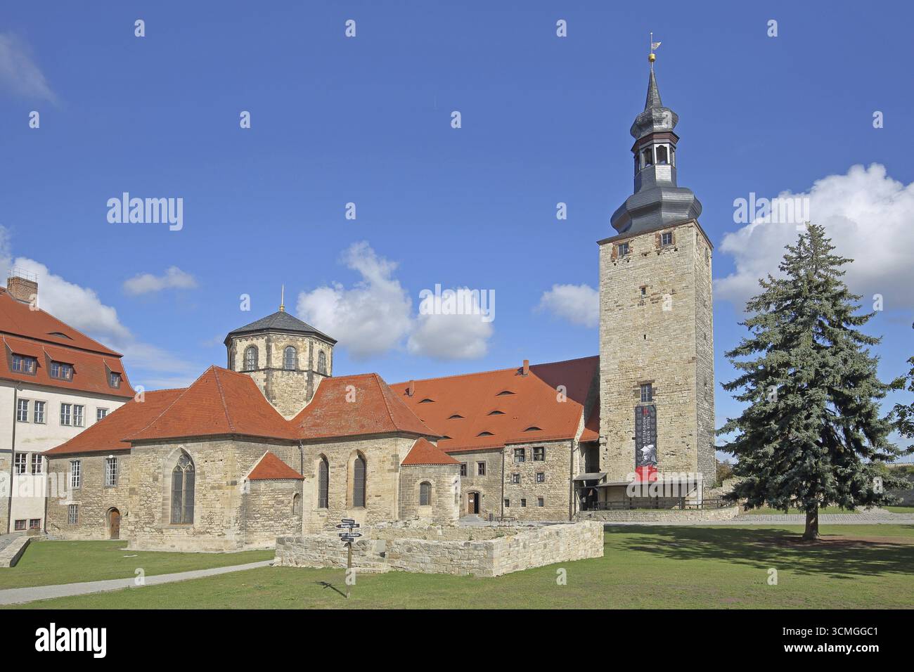 Inner courtyard with Romanesque castle chapel built in the 10th century ...