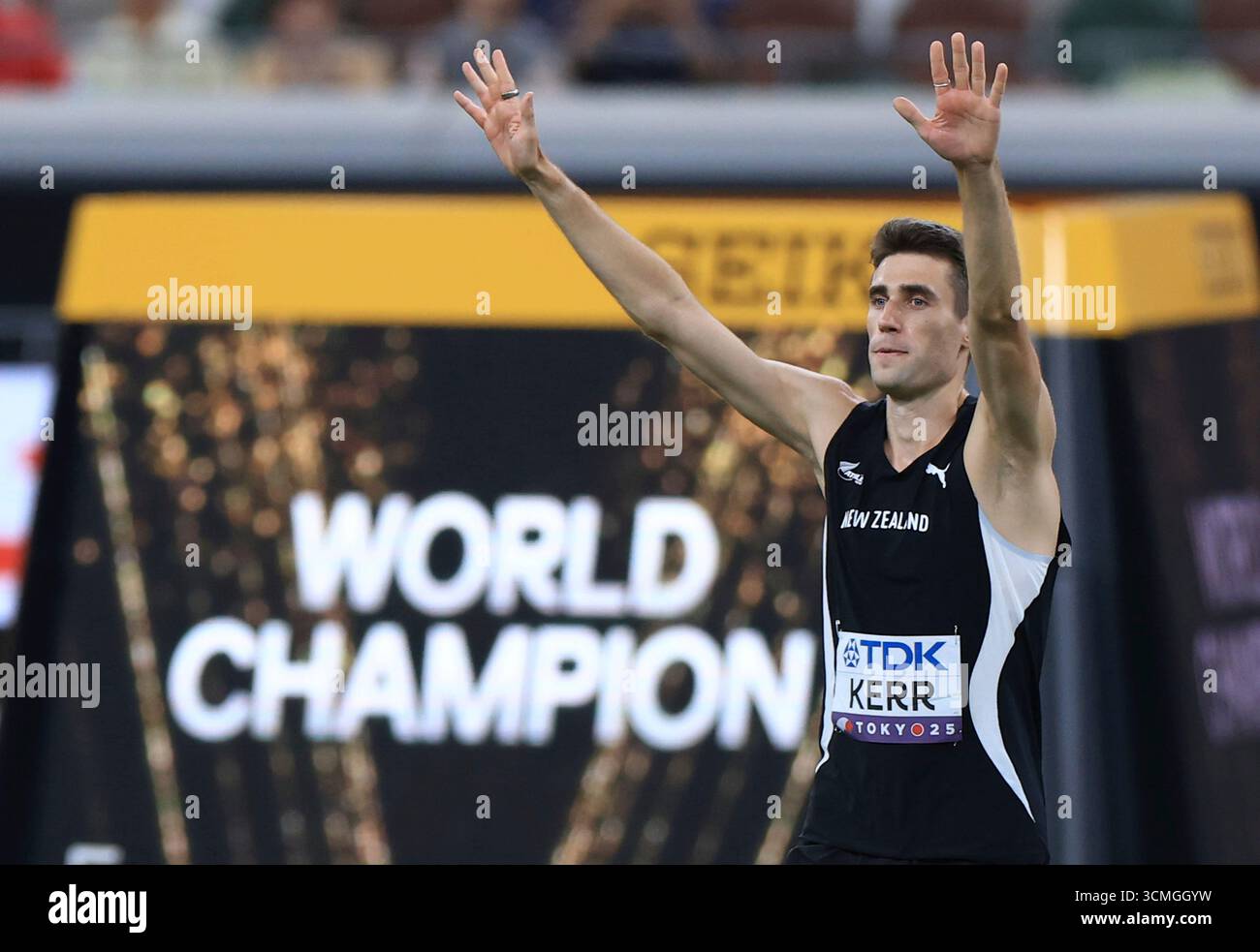 Hamish KERR of New Zealand reacts after winning the Men's high jump ...