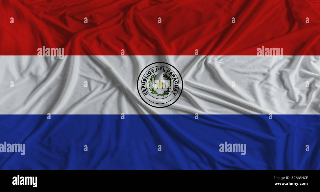 Paraguayan flag with fabric texture background. National flag of ...