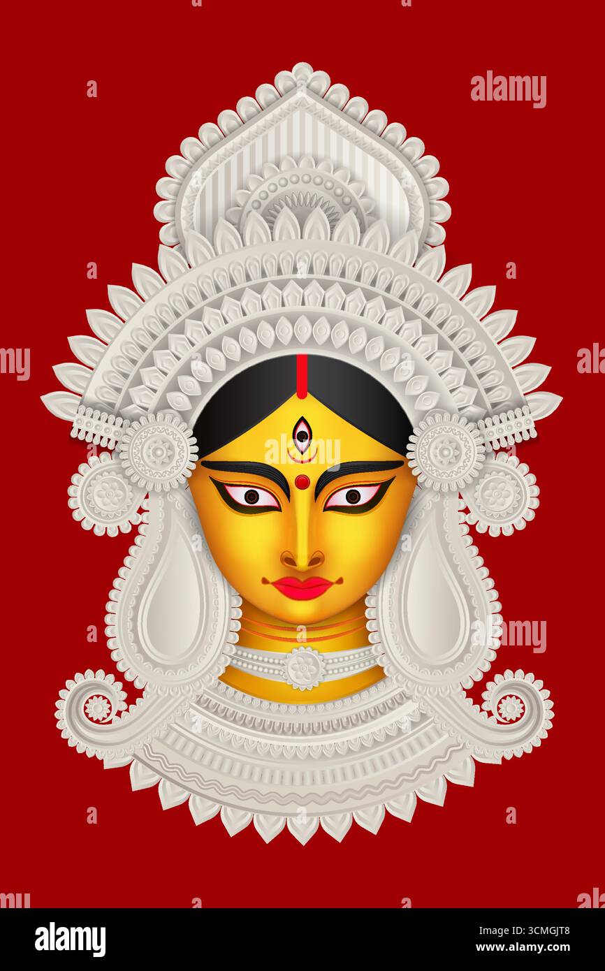 Durga Puja, Sale. Maa Durga Face Illustration. Durga Face Stock Vector ...