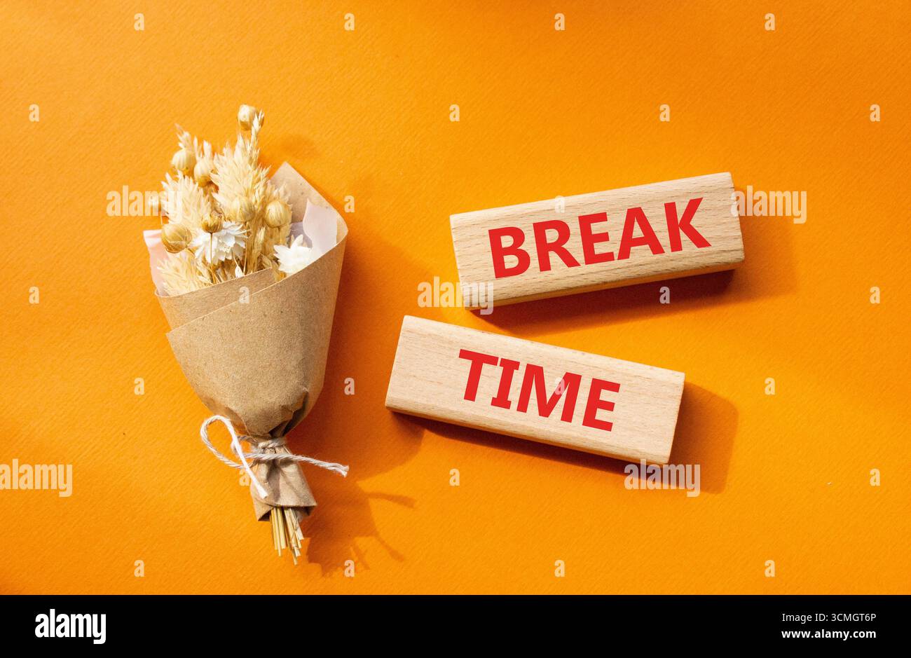 Break Time symbol. Concept word Break Time on wooden blocks. Beautiful ...